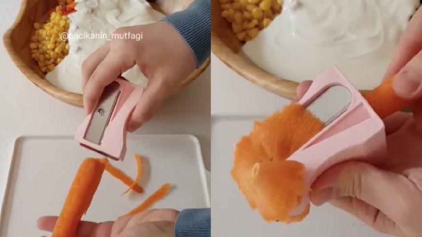 Sharpen the carrot and decorate the fresh and good salad