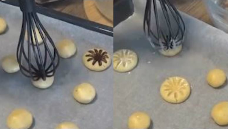 Use the whisk to decorate the cookies: the result is amazing