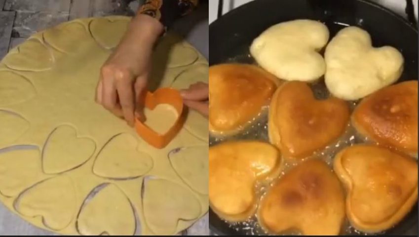 Filled and fried hearts: a tasty and original dessert