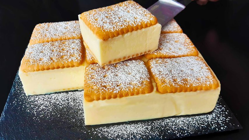 Creamy squares with biscuits: you'll fall in love with this recipe