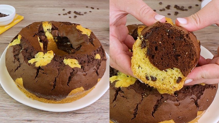 Bicolor bundt cake: tall and soft for a delicious snack!
