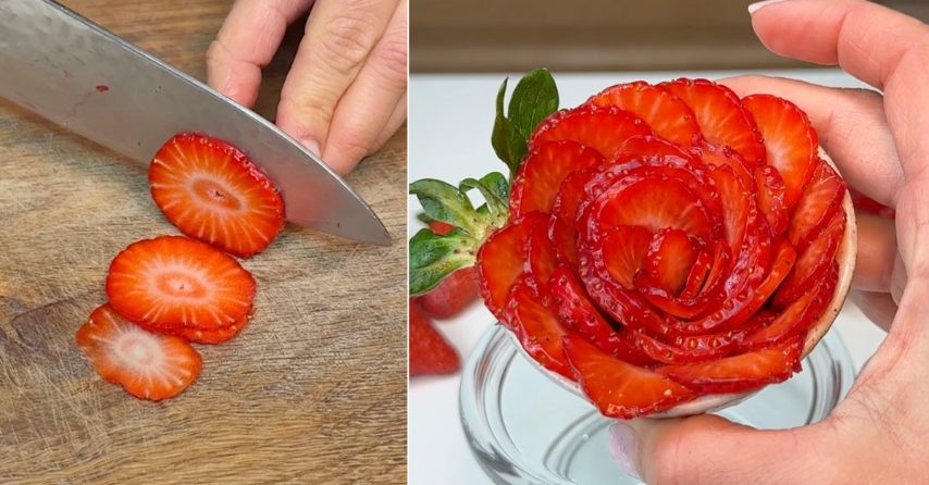 Come realizzare una bellissima rosa con delle fragole